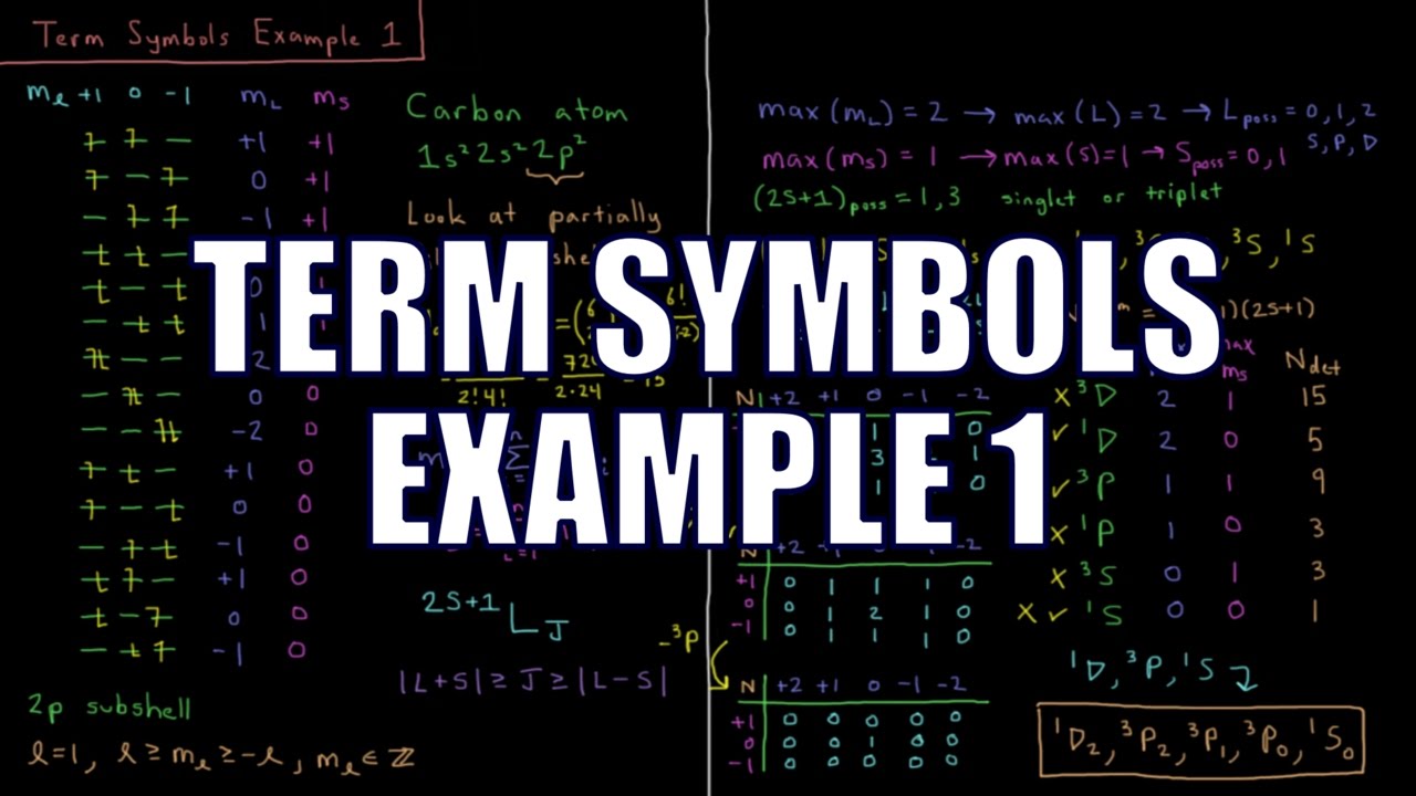 Quantum Chemistry 9.15 - Term Symbols Example 1 - YouTube