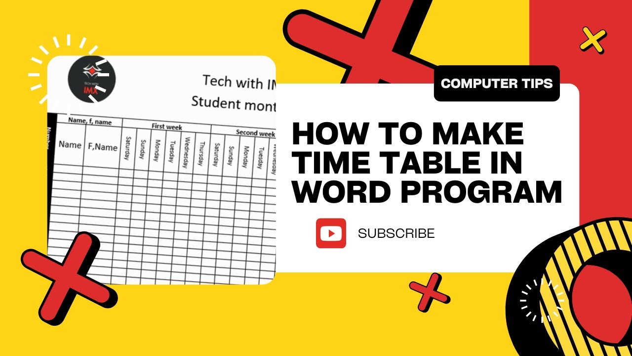 How to Make a Professional Time Table in Word | Step-by-Step Tutorial ...