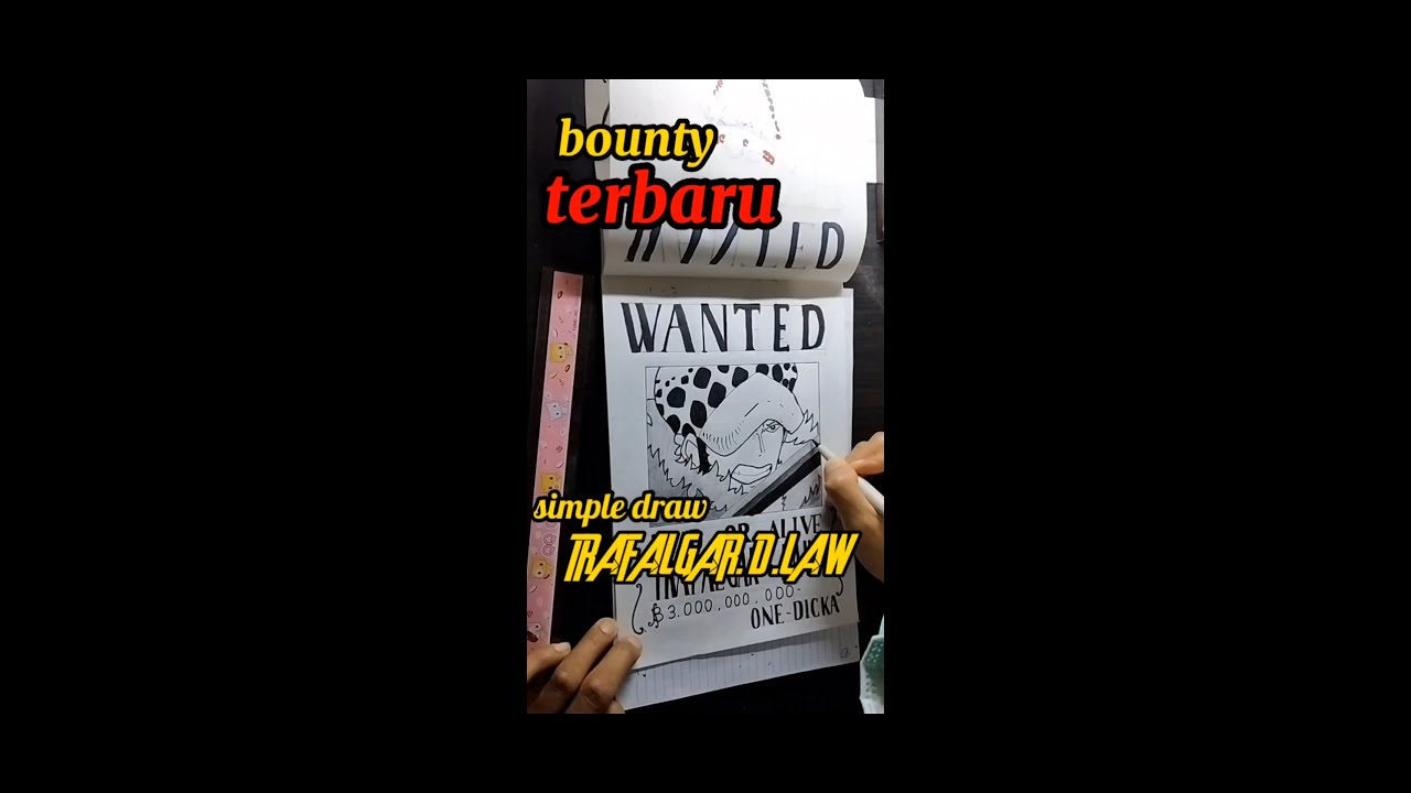 simple draw!! how to draw bounty Trafalgar d law || one piece - YouTube