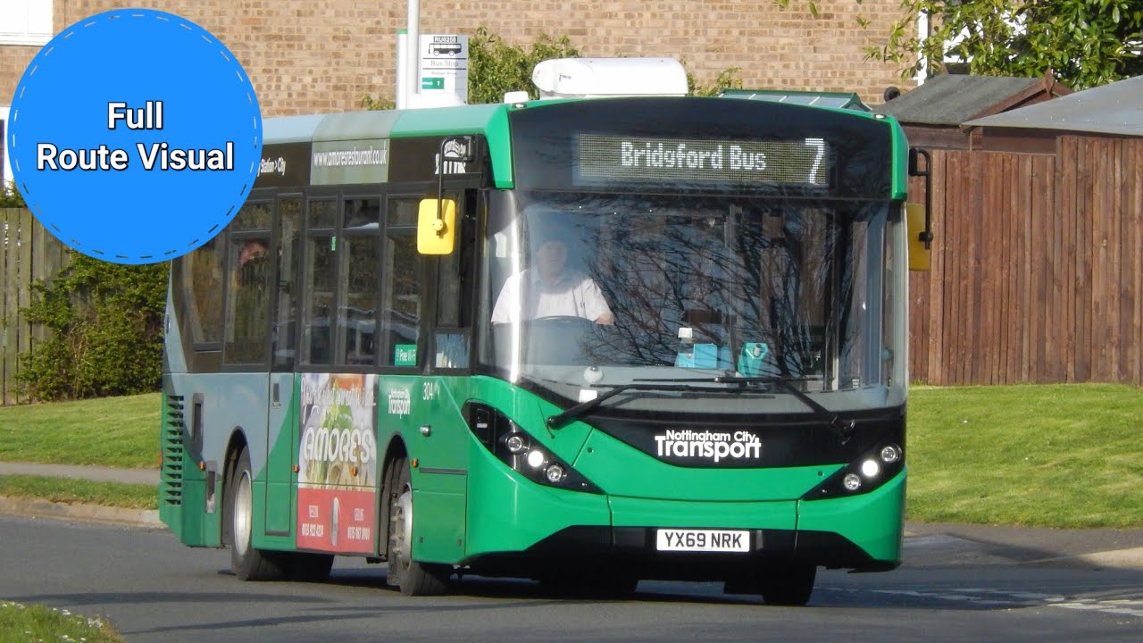 NCT Green Line 7 Full Route Visual- City, Victoria Centre to Gamston ...