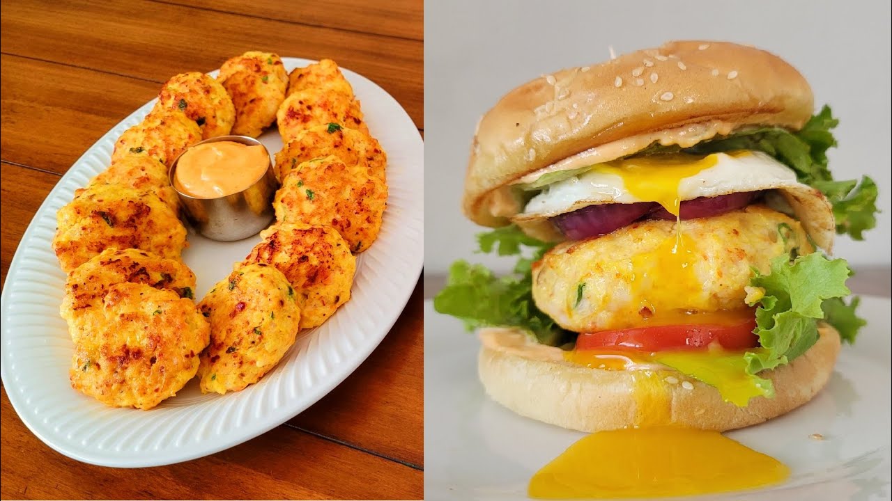 🦐Prawn/shrimp patties - Party Appetizer Platter &🍔Prawn Burger with ...