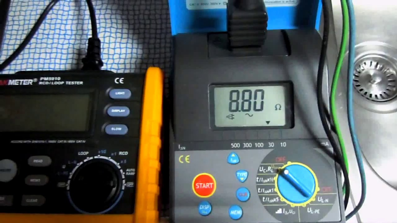 RCD LOOP TESTER - METREL MI2121 & PEAK METER 5910 - YouTube