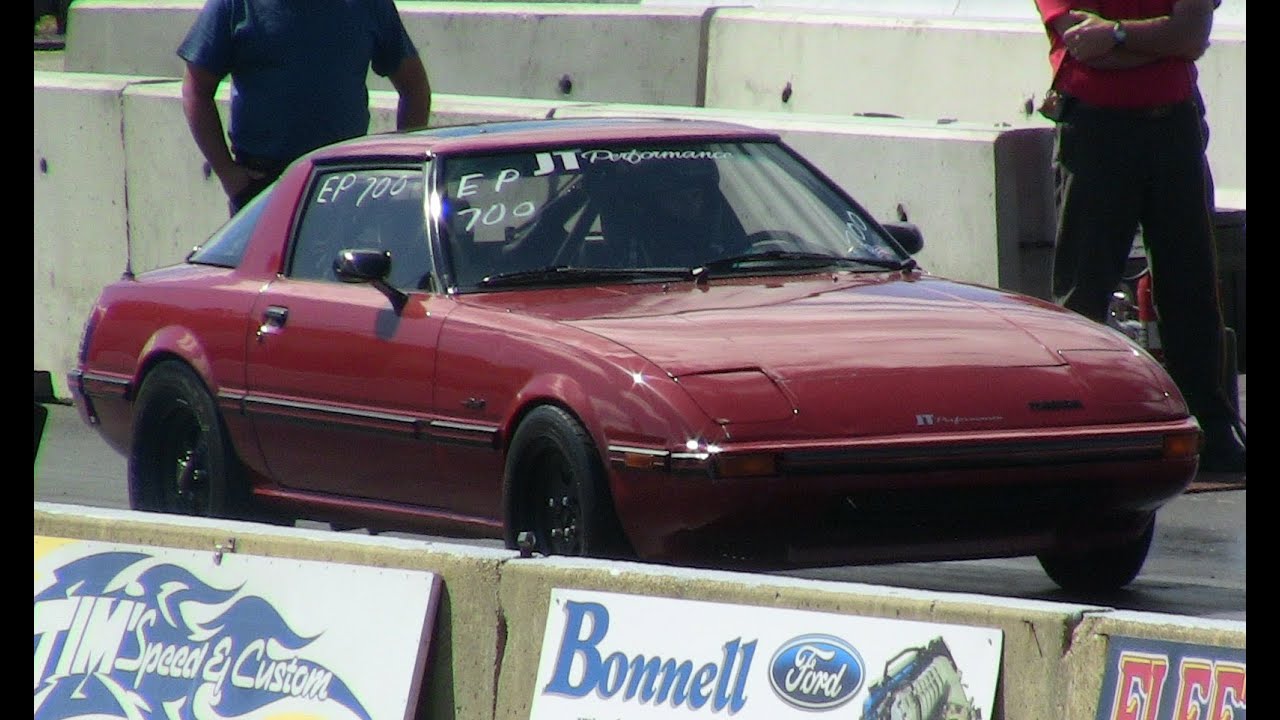 Clean Old School Mazda Rx7 drag race 11.001 @ 129 mph JT Performance ...