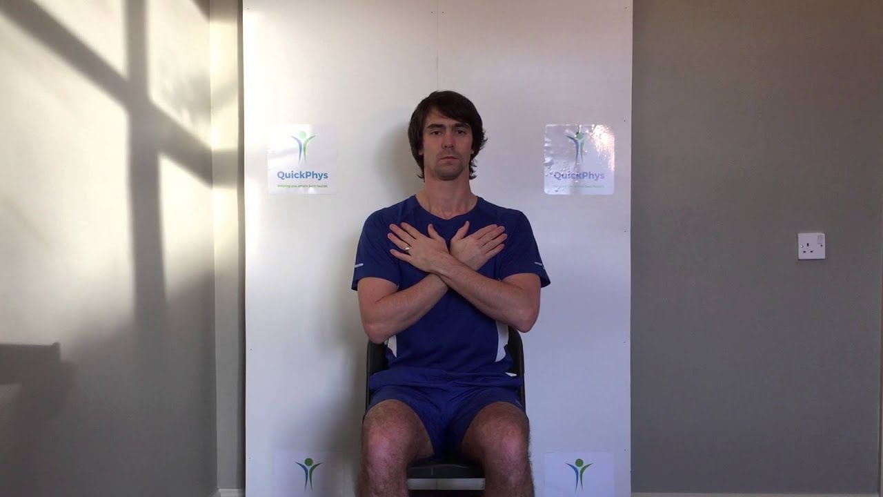 Seated thoracic rotation - YouTube