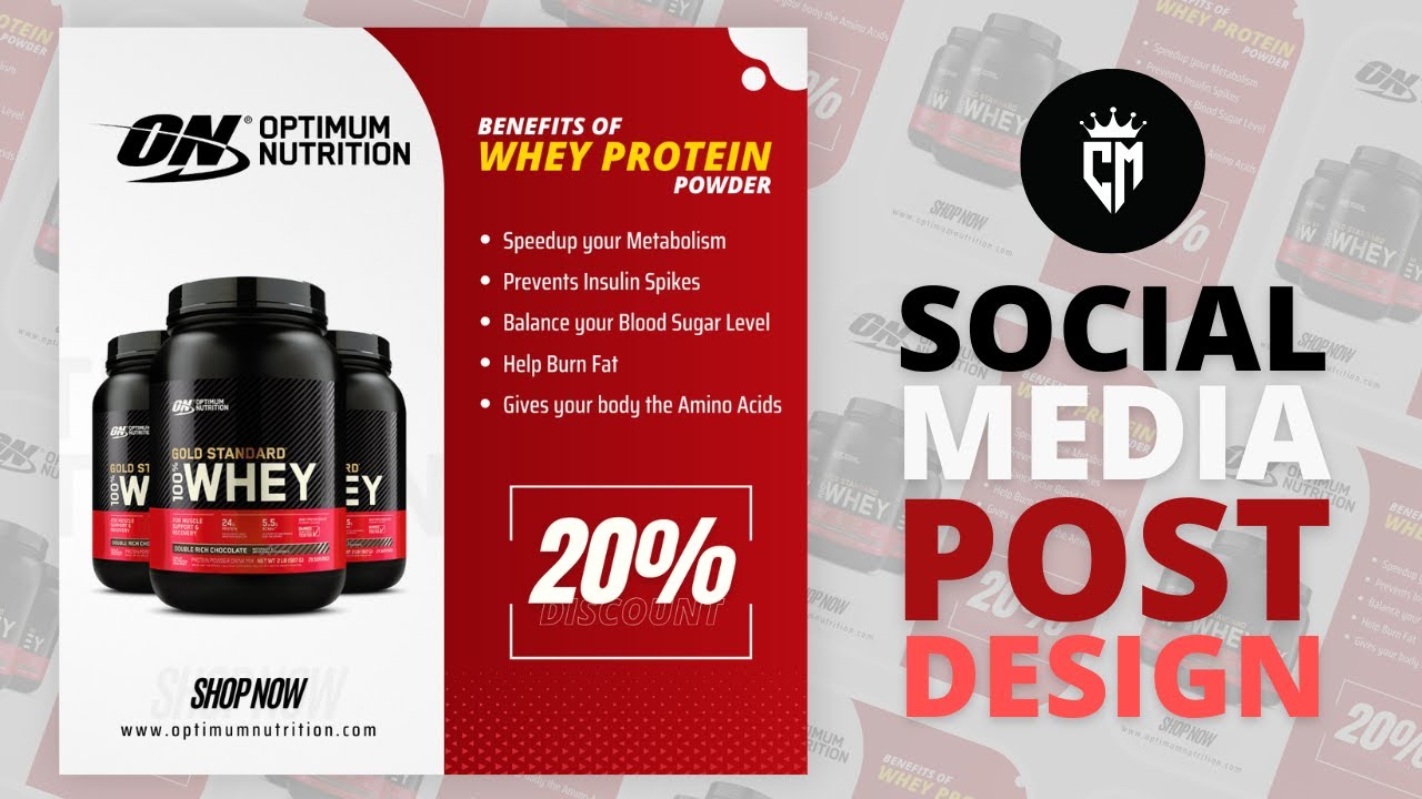 Protein Powder Social Media Post Design on Canva - Canva tutorial ...