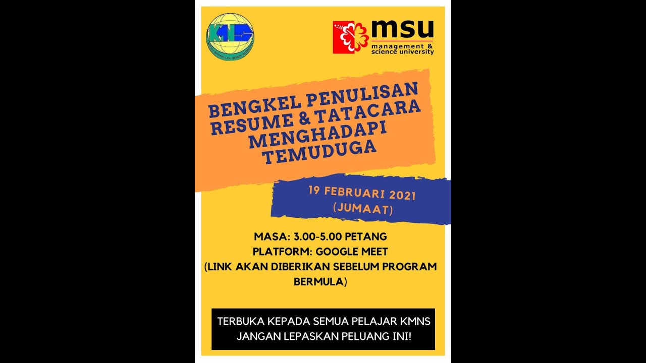 BENGKEL PENULISAN RESUME & TATACARA MENGHADAPI TEMUDUGA LIVE - YouTube