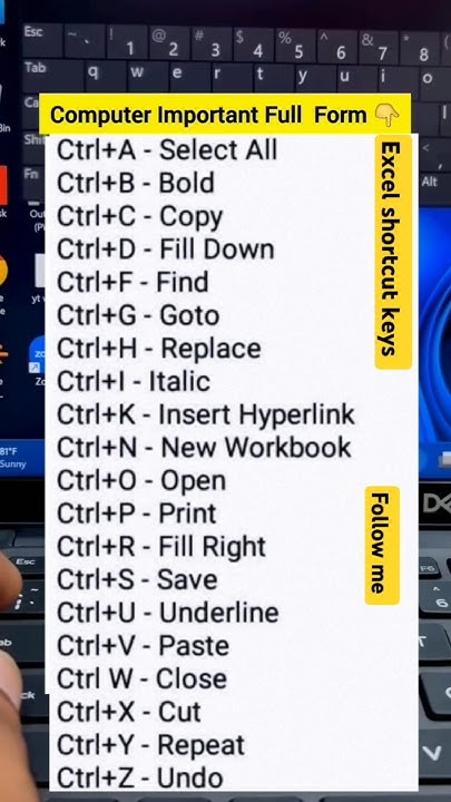Excel shortcut key #shortvideo #youtubeshorts #computer #computerknowledge #education - YouTube