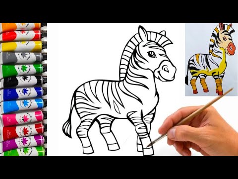 Menggambar dan Mewarnai Zebra | Easy Zebra Drawing - YouTube