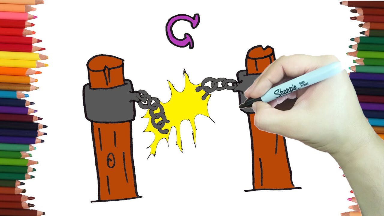 How to draw easily a BROKEN CHAIN Step by Step - YouTube
