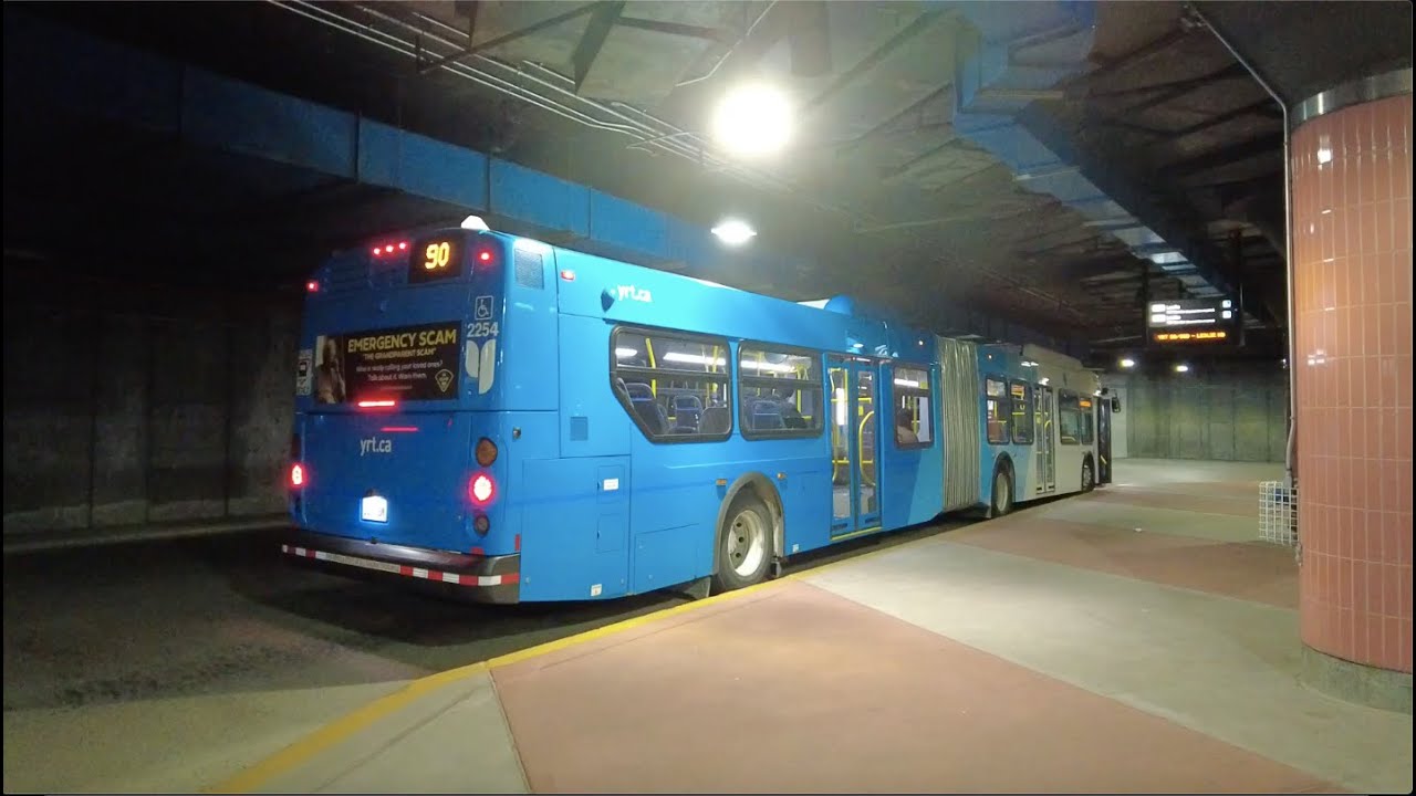 TTC 90 Leslie YRT Bus Ride #2254 from Don Mills Stn to Steeles East ...