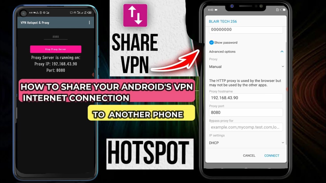 How to Share Android's VPN Internet Connection to Another Phone - YouTube
