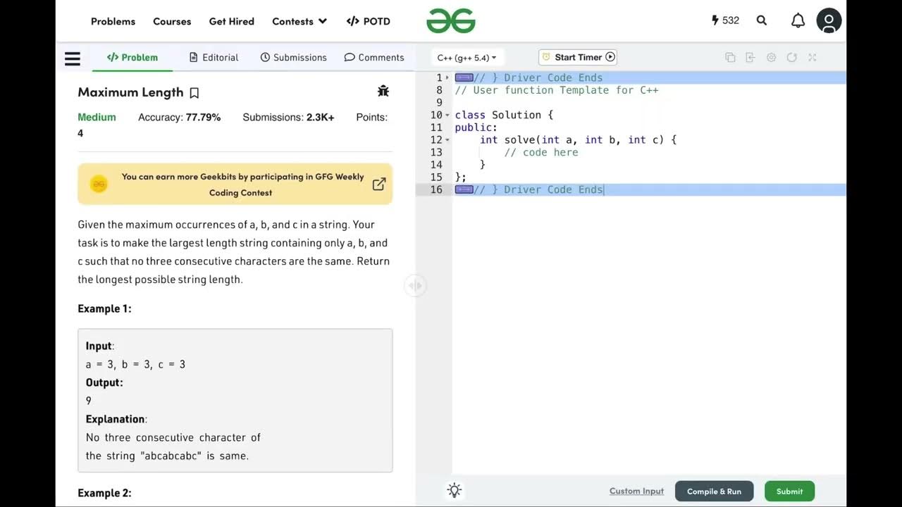 Maximum Length || GFG POTD #solution #gfg || 11th April 2023 - YouTube