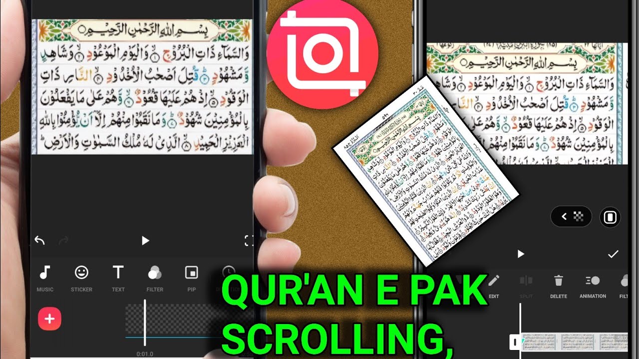 How to make Qur'an E pak scrolling Recitation video in Inshot | make Quran scrolling on Inshot ...