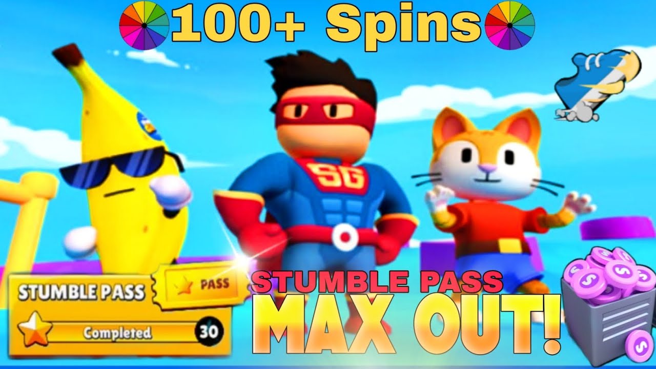 Maxed out stumble pass 100+ spins new taunt and emotes new skin new ...