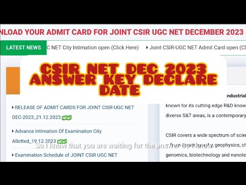 CSIR NET DEC 2023 💯 ANSWER KEY DECLARE DATE 🤔 NTA LATEST UPDATE #csir # ...