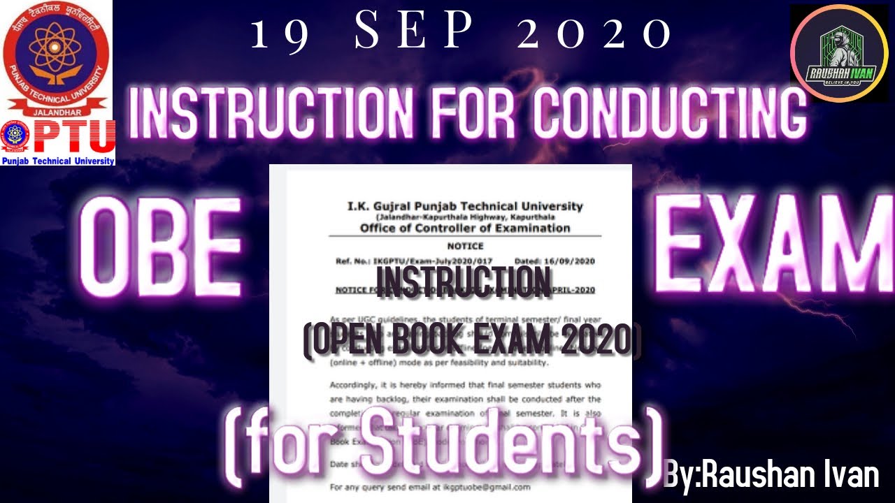 All Instruction for Conducting OBE Mode Exam || Open Book Exam 2020 ...