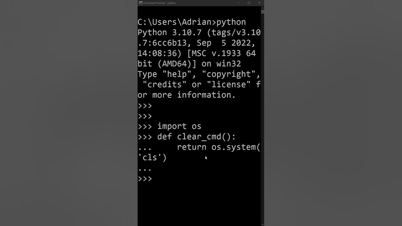 Clearing Python In A Command Line Interpreter Youtube