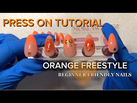 PRESS ON NAIL TUTORIAL 🧡 💅| Beginner Friendly - YouTube