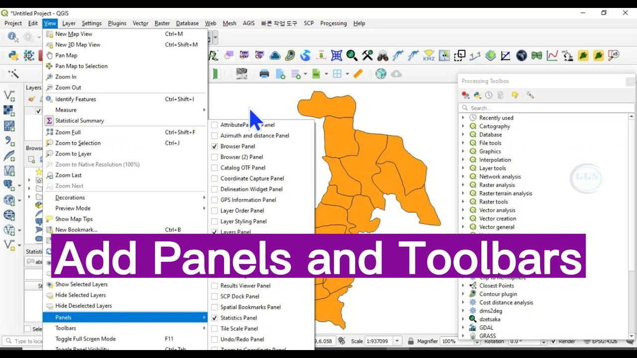 How to add Panels and Toolbars in QGIS - YouTube