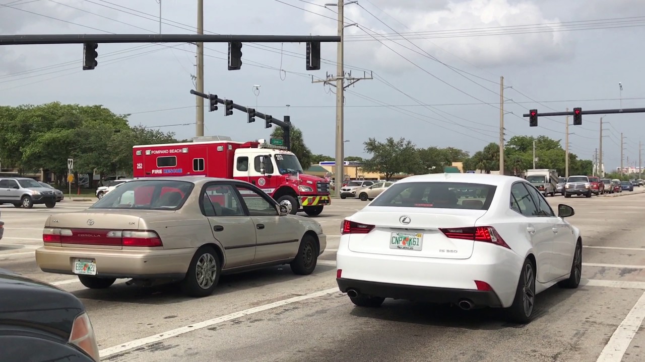 POMPANO BEACH FIRE RESCUE PARAMEDIC UNIT 252 RESPONDING ON POWERLINE ...