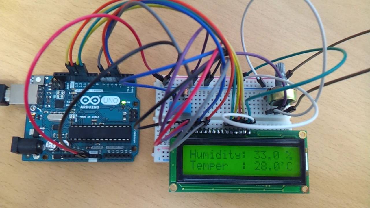Arduino Uno 로 Dht11 온습도센서를 사용해 1602lcd에 온습도 출력하기 Youtube