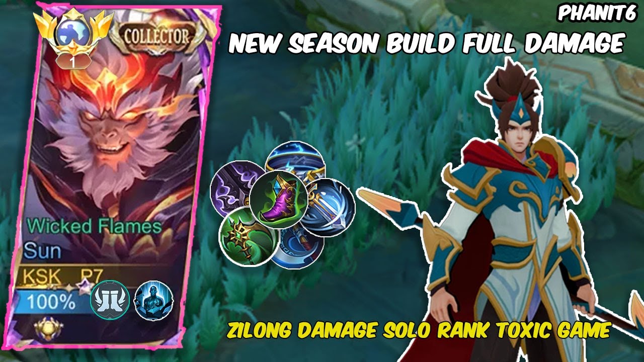SUN DAMAGE 😳 FULL DAMAGE ZILONG DAMAGE - NEW BUILD DAMAGE TOP GLOBAL ...