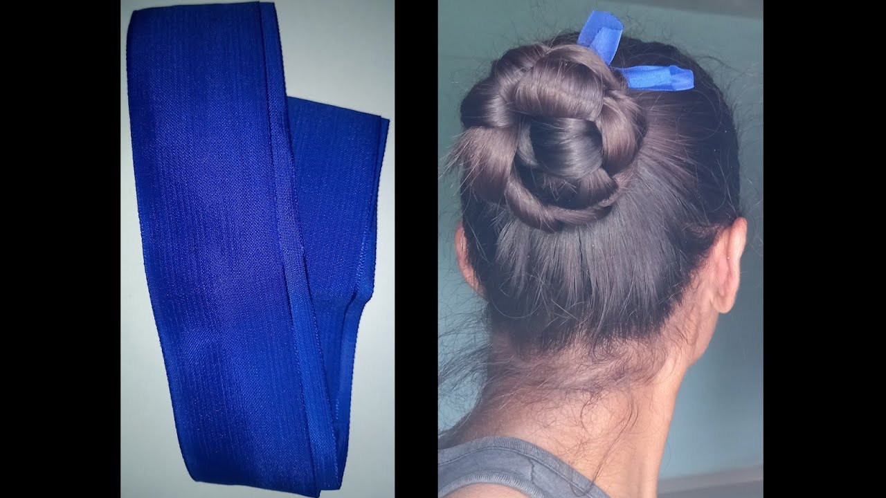Braided Hair Bun Hairstyle using Ribbon || Beautiful Hairstyle - YouTube