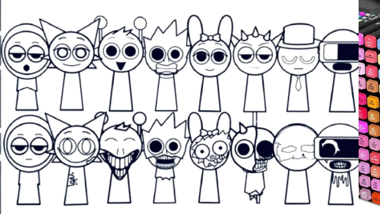 Unique Coloring Of The Main Characters of Sprunki Incredibox - YouTube