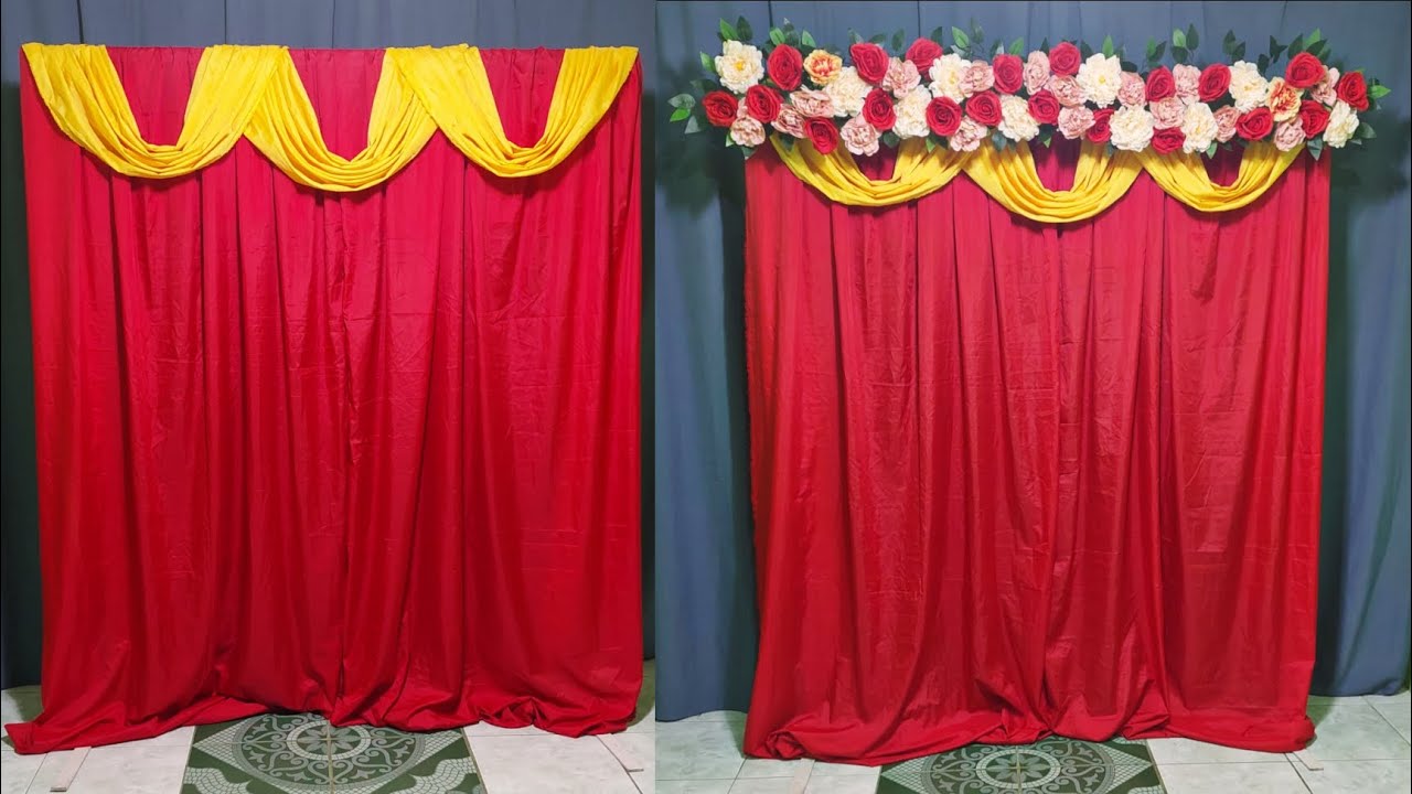 Floral Scallop/Swag Backdrop Design Red and Yellow Combination Ideas # ...