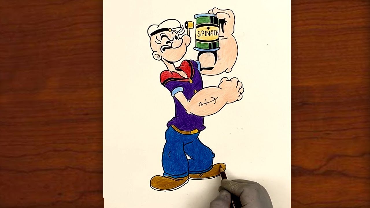 How to Draw Popeye the Sailor Man Cartoon - Pencil Drawing For Kids ...