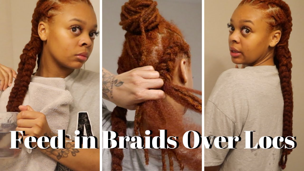 Feed-in Braids Over Locs - YouTube