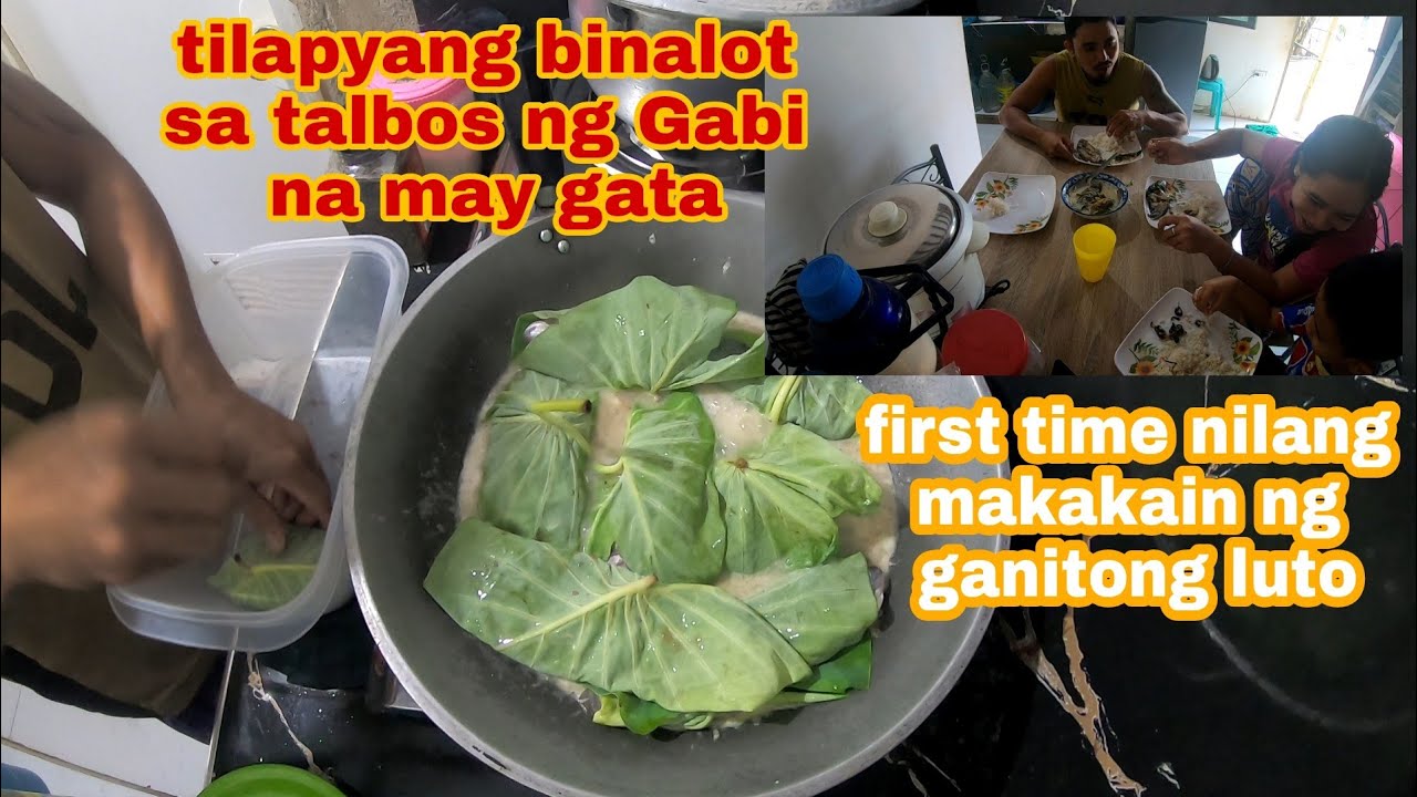 tilapyang binalot ng talbos ng Gabi na may gata simpleng sud-an sa tag ...