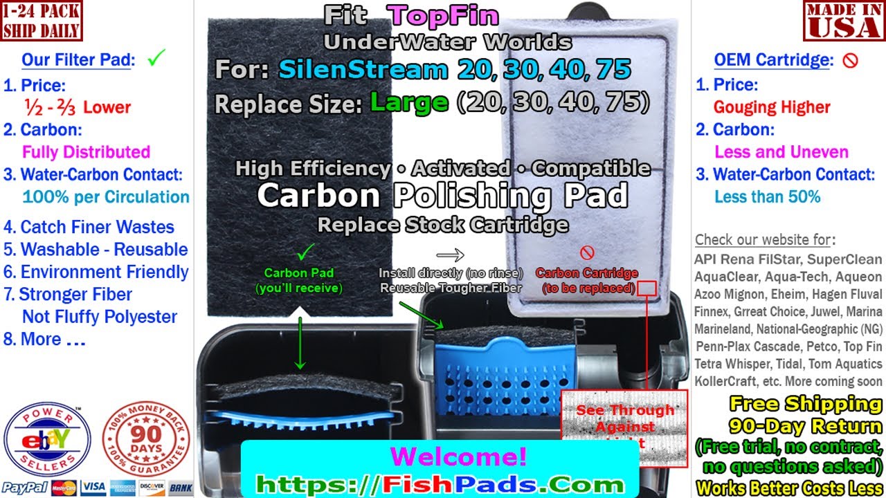 For TopFin SilenStream 20,30,40,75 UnderWater Worlds Filter Cartridge ...