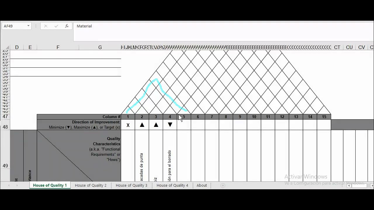 QFD example 1 Excel Parte No 2 - YouTube