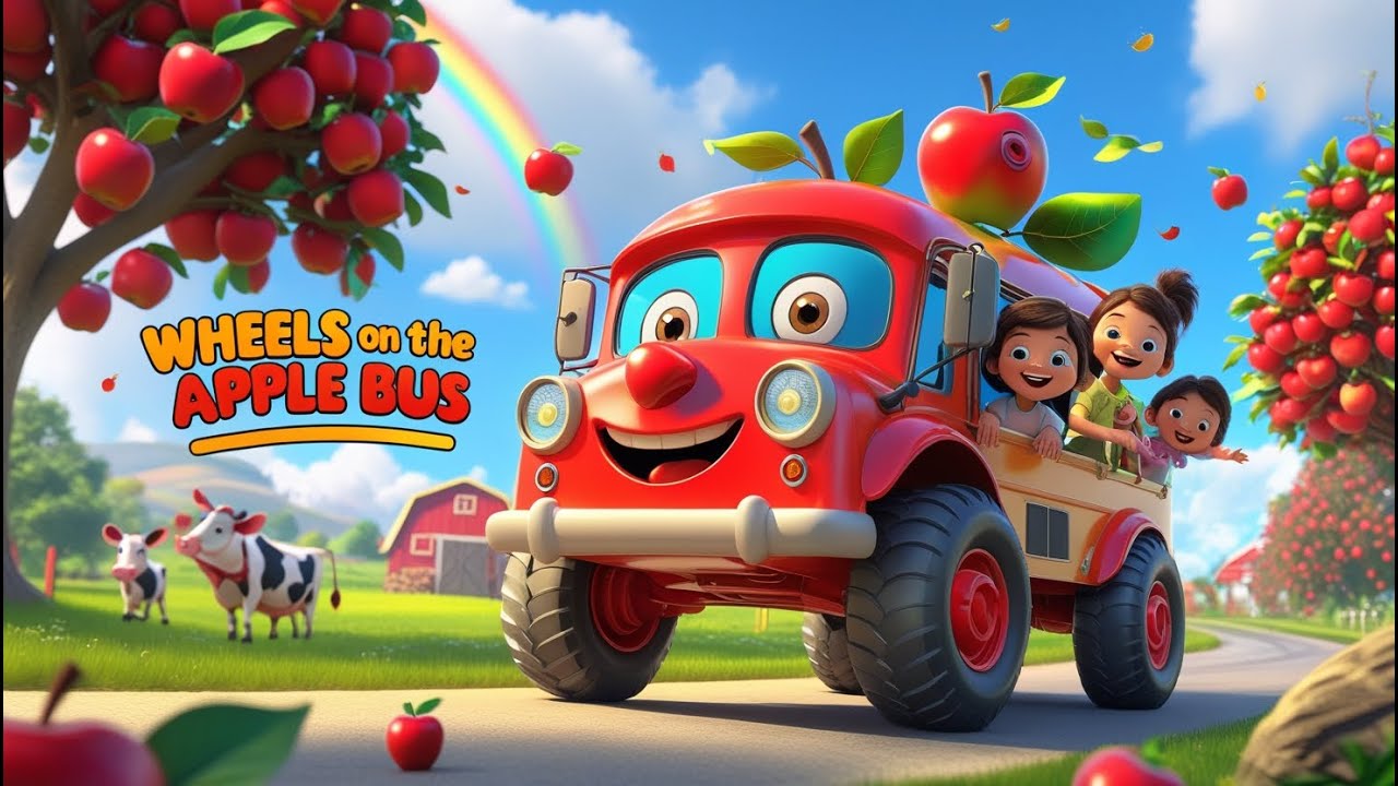 Wheels on the Apple Bus 🍎 | Fun Nursery Rhyme for Kids | Sing Along ...