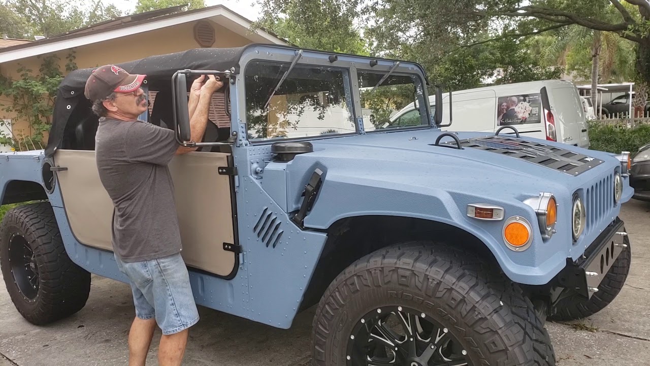 Humvee custom top and curtain install - YouTube