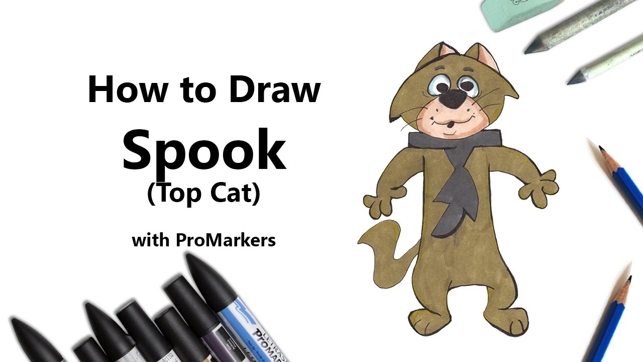 How to Draw and Color Spook from Top Cat with ProMarkers [Speed Drawing ...