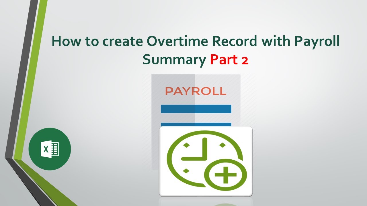 Ms Excel: How to create Overtime Record with Payroll Summary Part 2 ...