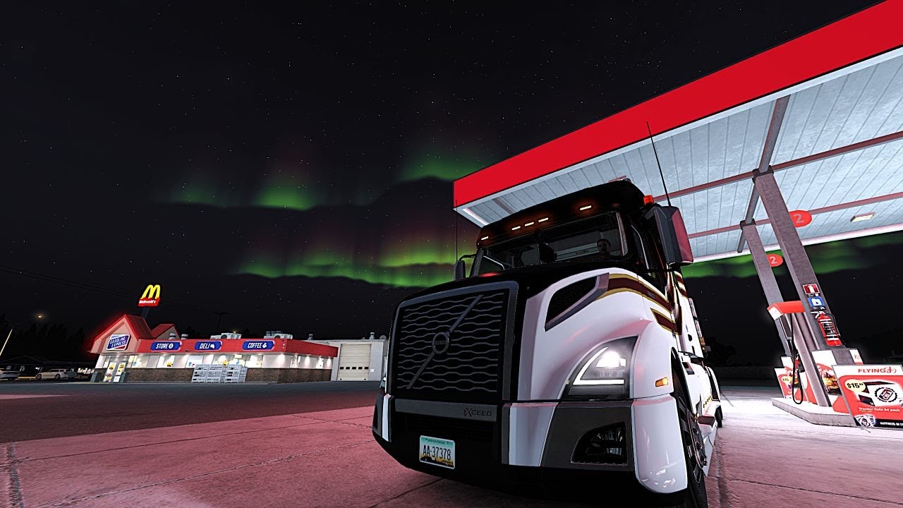 Best Night Drive For Long Time, Northern Lights in The Sky | ATS - YouTube