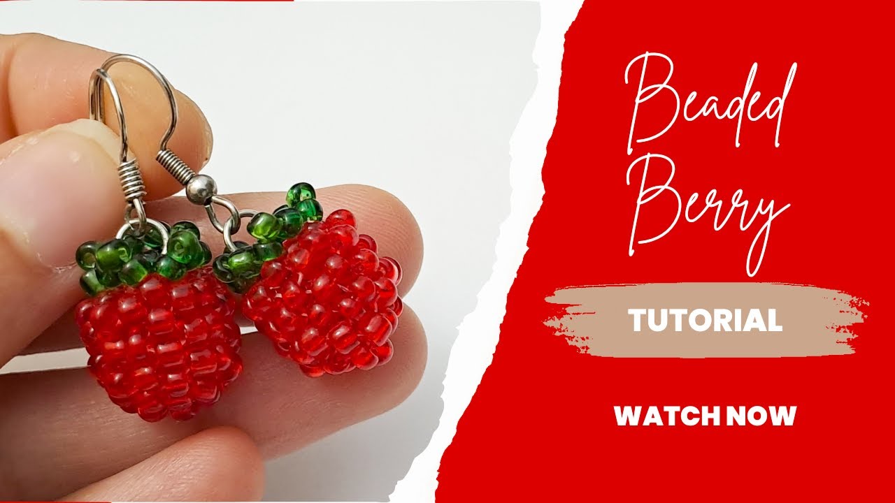 Berries beaded bead earrings//How to make jewelry//Beaded berry ...