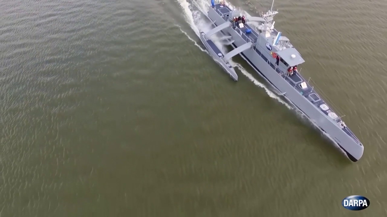 DARPA ACTUV Sea Hunter - US Navy Drone Ship Christening - YouTube