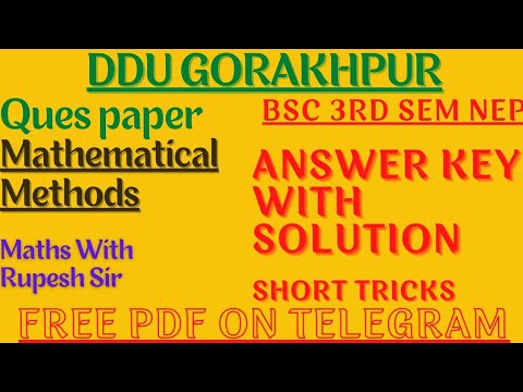 mathematical methods answer key with solution | DDU University | BSc ...