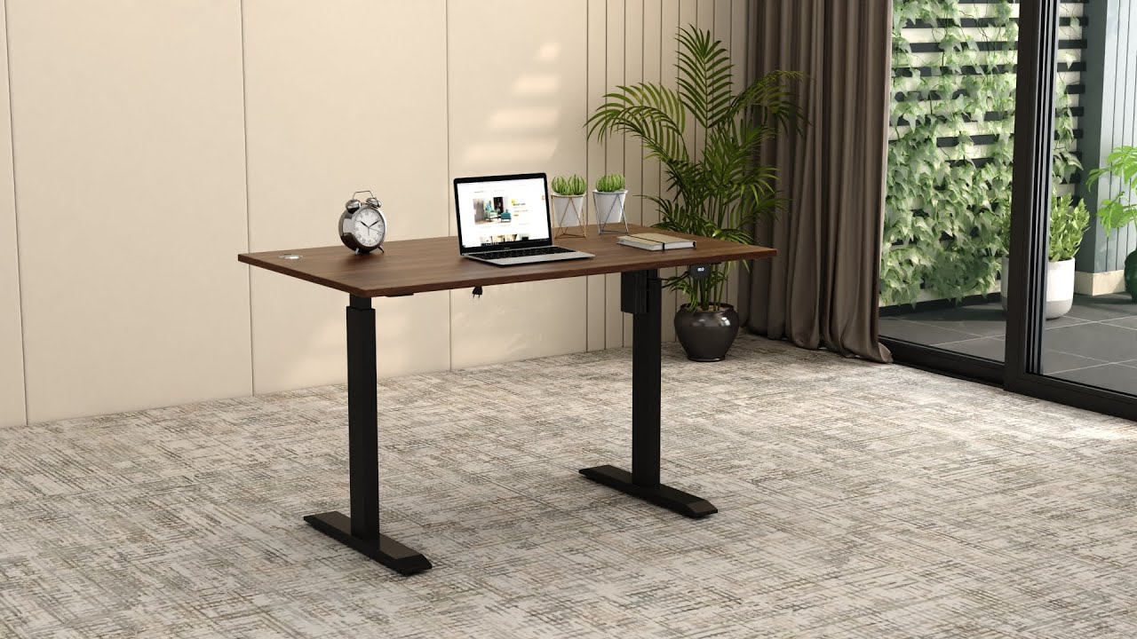 Bristol Single Motor Height Adjustable Electric Study Table | Wooden ...