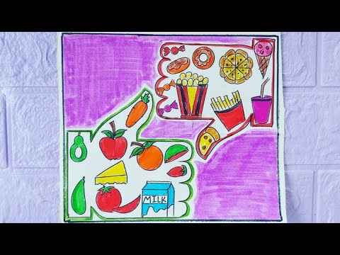Junk Food Drawing|Healthy Food Drawing|Healthy Food and Unhealthy Food ...