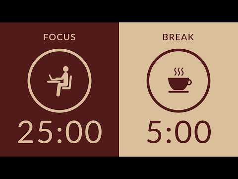 25/5 Pomodoro Timer with Brown Noise 🎧 2-Hour Study with Me for Deep Focus & ADHD ✨