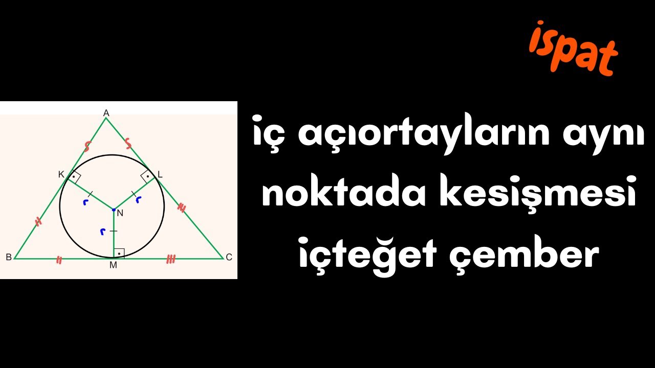 📣İSPAT📣açıortayların aynı noktada kesişmesi🔆iç teğet çemberin varlığı ...
