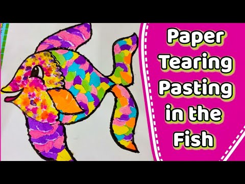 How to Make paper tearing Fish school projects | Kagaz ke Tukdo se Fish ...