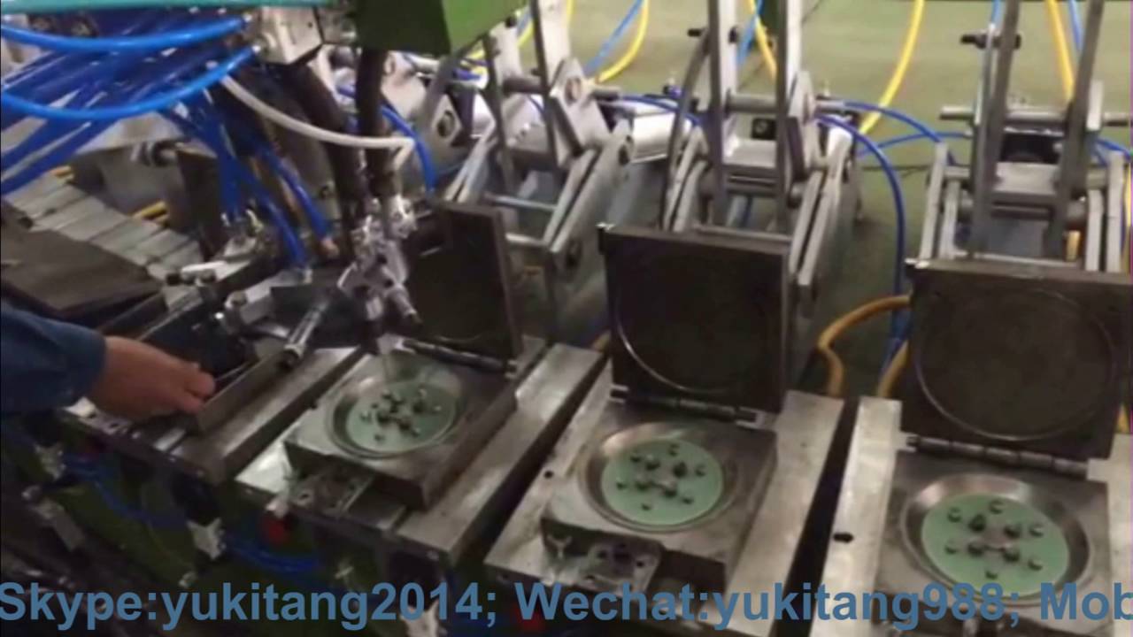 PU pouring machine for automotive polishing disc - YouTube