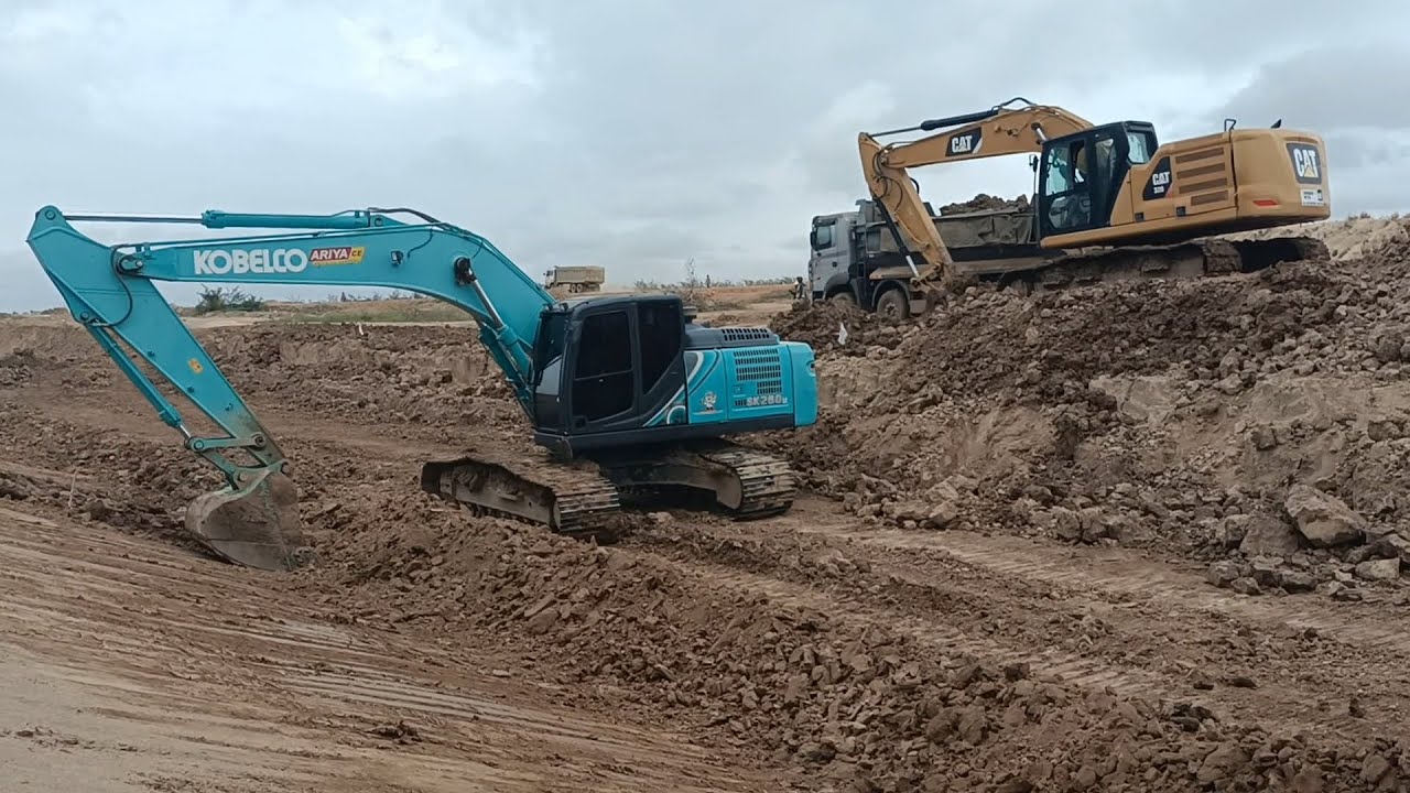 Excavation activities, parking and canal construction - YouTube