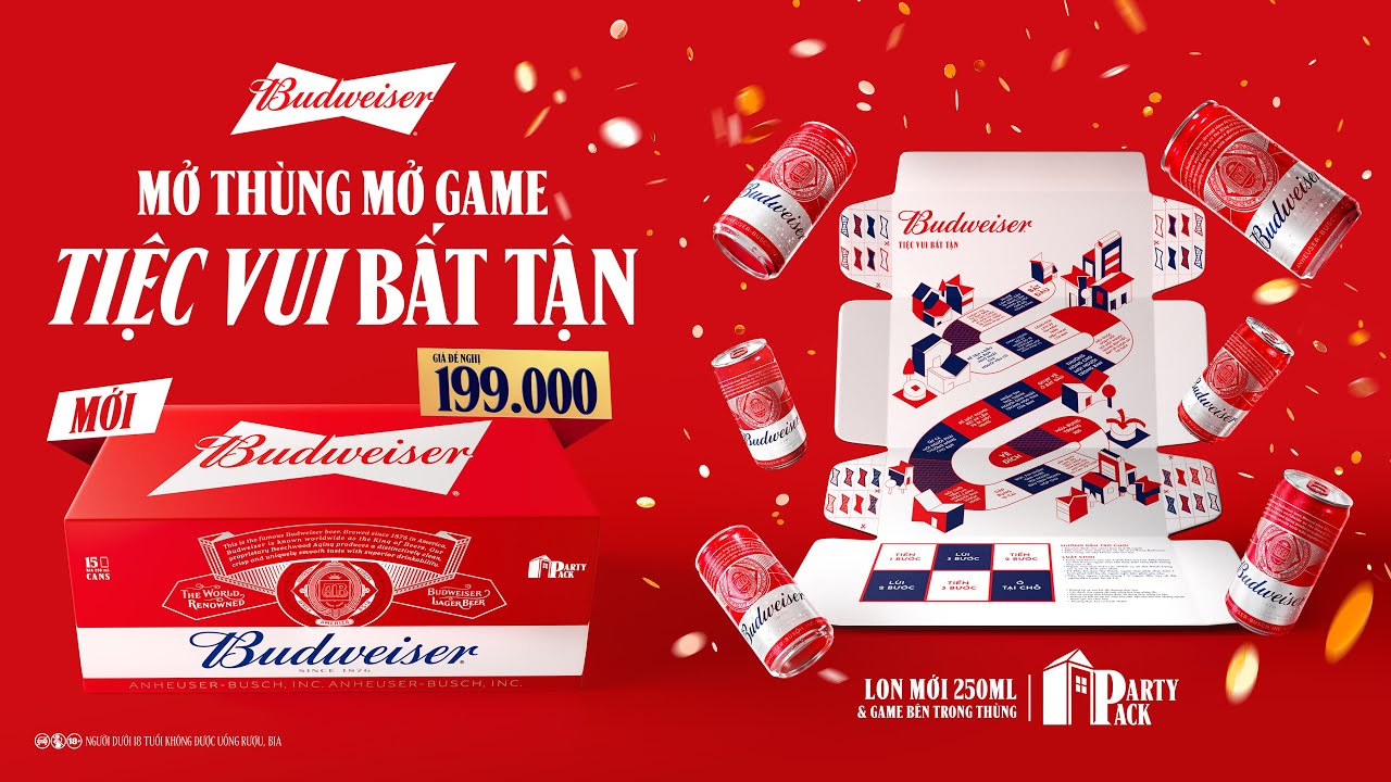 BUDWEISER PARTYPACK 250ML - MỞ THÙNG MỞ GAME, TIỆC VUI BẤT TẬN - YouTube